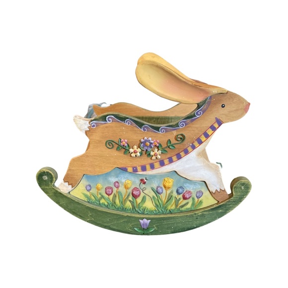 unbranded | Accents | Decorative Wooden Rocking Bunny Planter Box L X ...